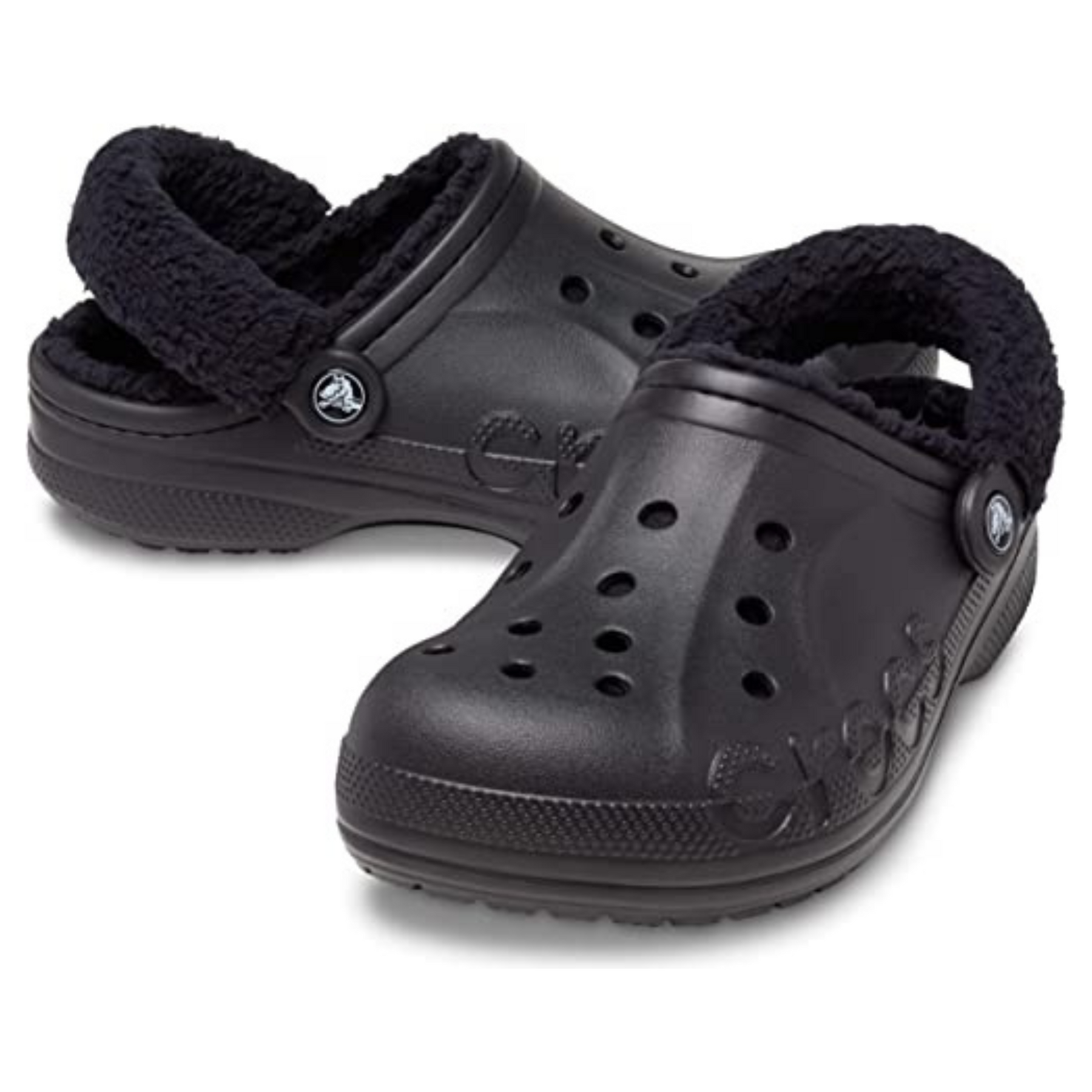 Crocs Baya Lined Fuzz-Strap Clog Black Мужские Женские Сабо Крокс Бая ...